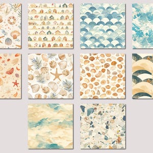 Watercolor Dreamy Beach Seamless Digital Papers, Commercial Use Instant ...