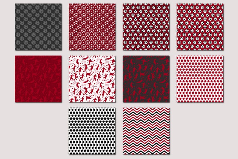 20 Soccer Themed Digital Papers, Seamless Commercial Use Instant ...
