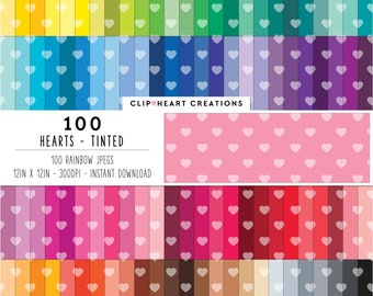100 Heart Confetti Digital Paper Pack Commercial Use Instant - Etsy