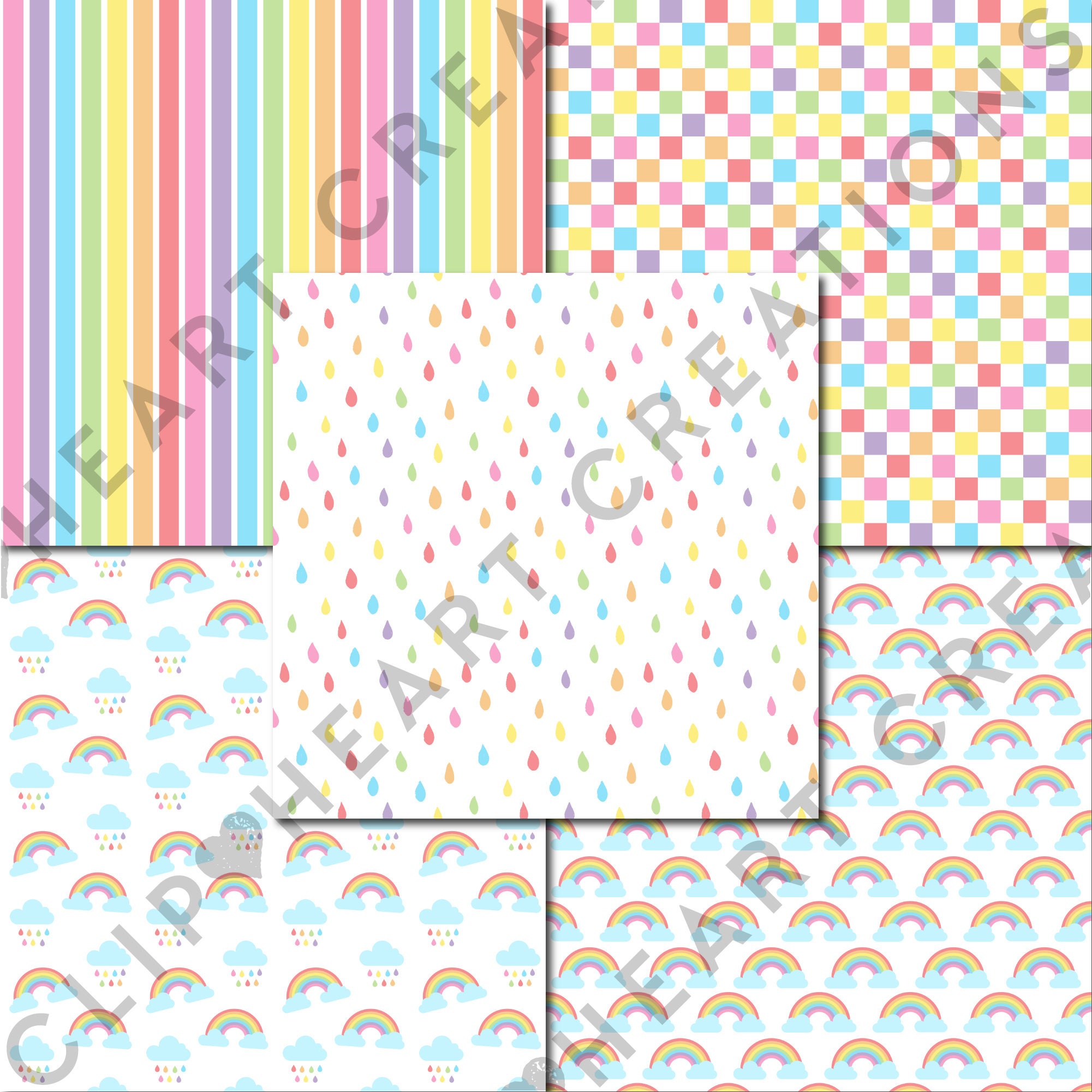 Rainbows Digital Paper Patterns 20 Seamless Commercial Use - Etsy