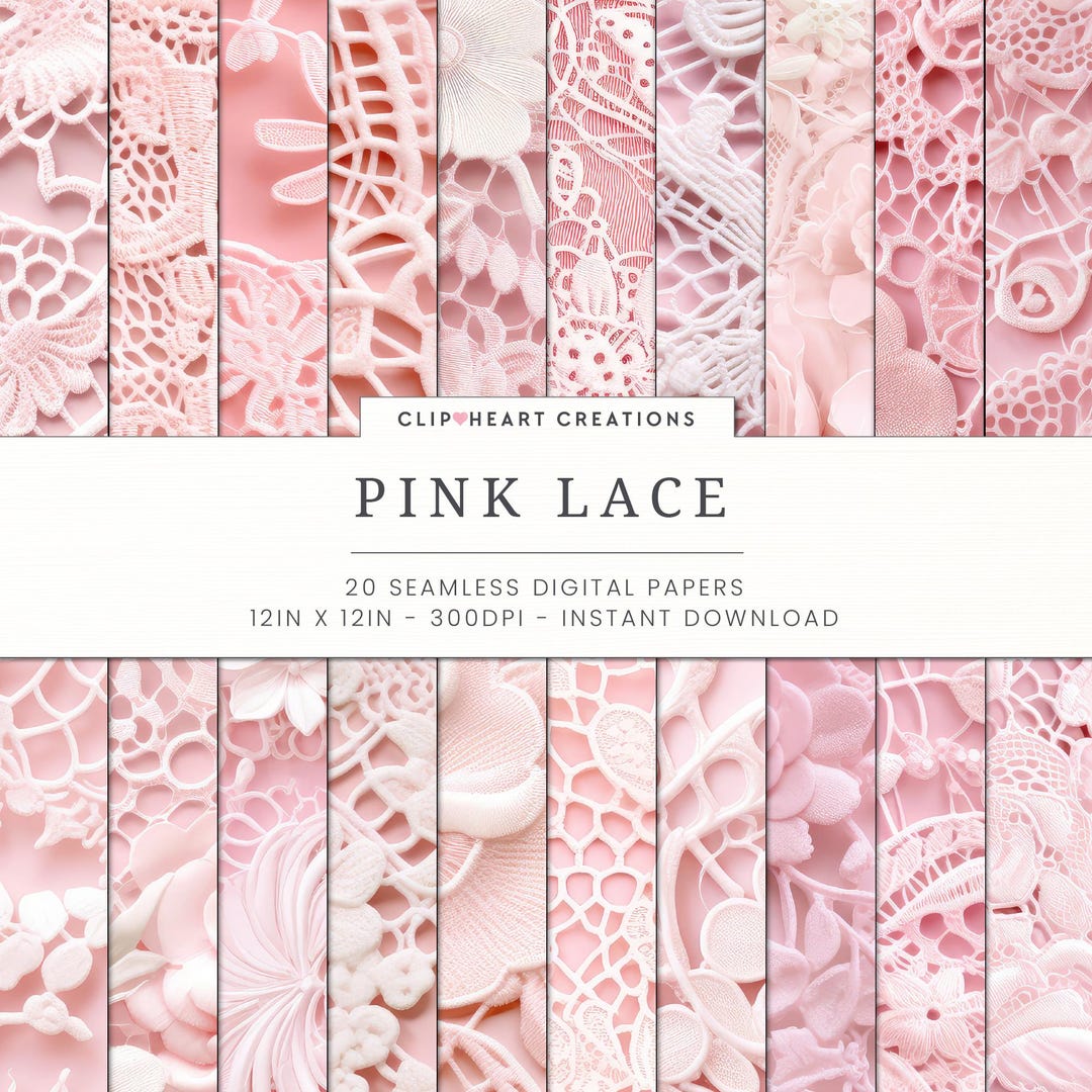 Pink Lace Digital Papers, Seamless Commercial Use Instant Download ...