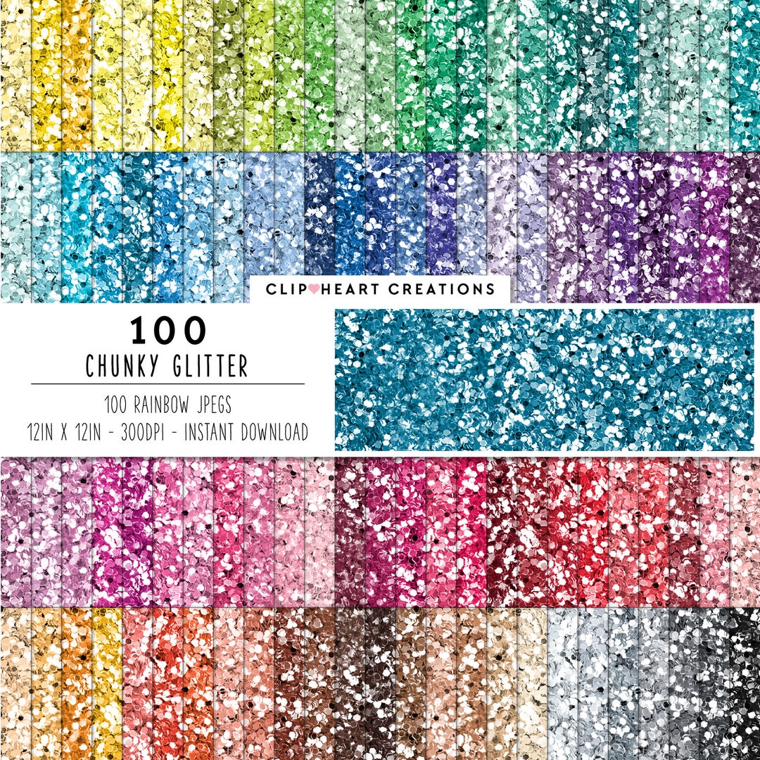 100 Chunky Glitter Digital Paper, Commercial Use Instant Download JPEG ...
