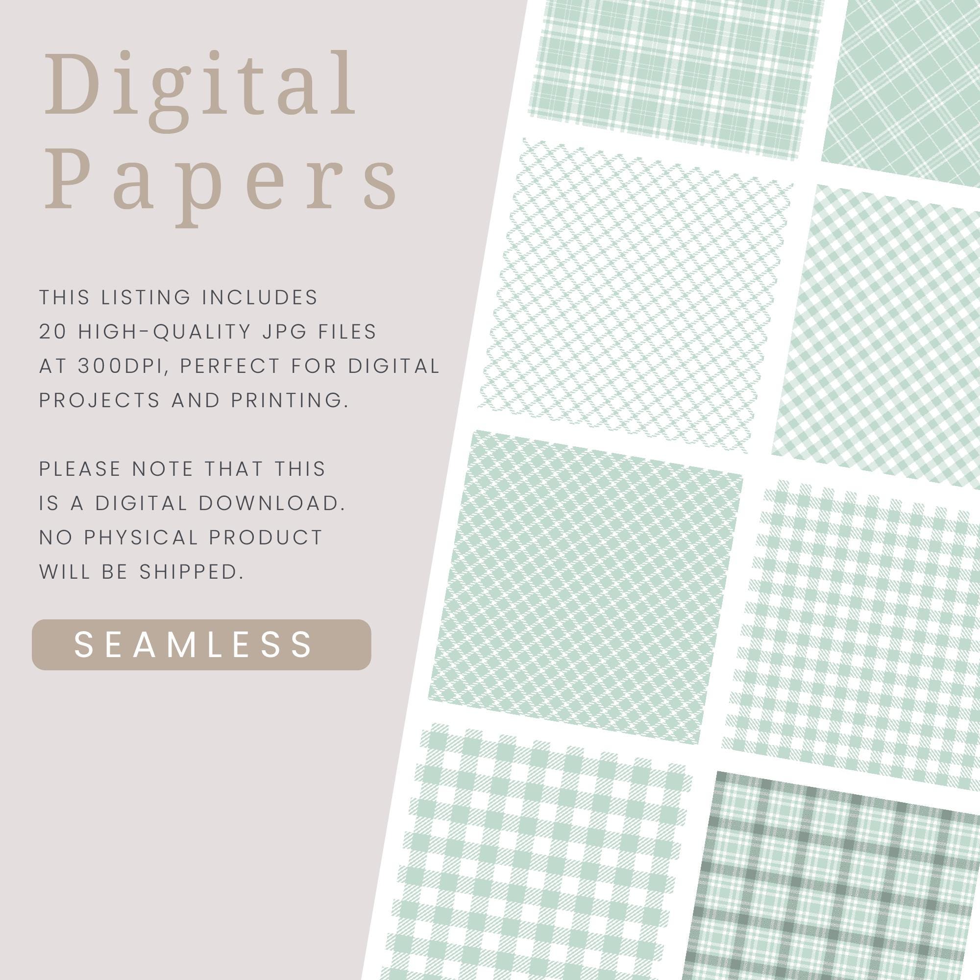 Green Buffalo Plaid Digital Paper Set, Seamless Lumberjack Plaid Papers ...