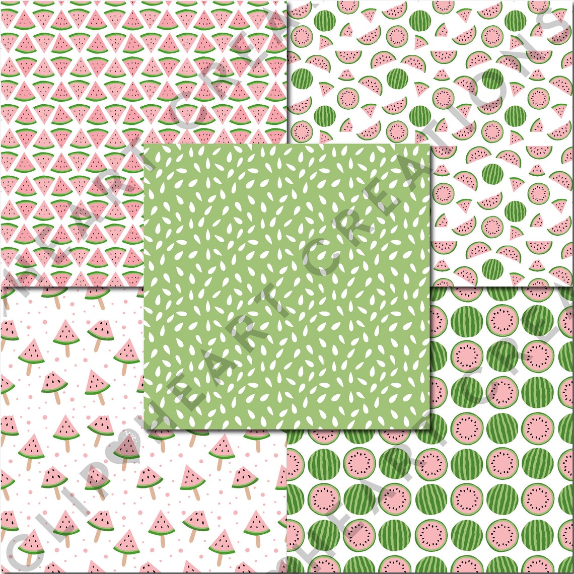 20 Pink Watermelon Themed Digital Papers Seamless Commercial - Etsy