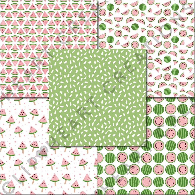 20 Pink Watermelon Themed Digital Papers Seamless Commercial - Etsy
