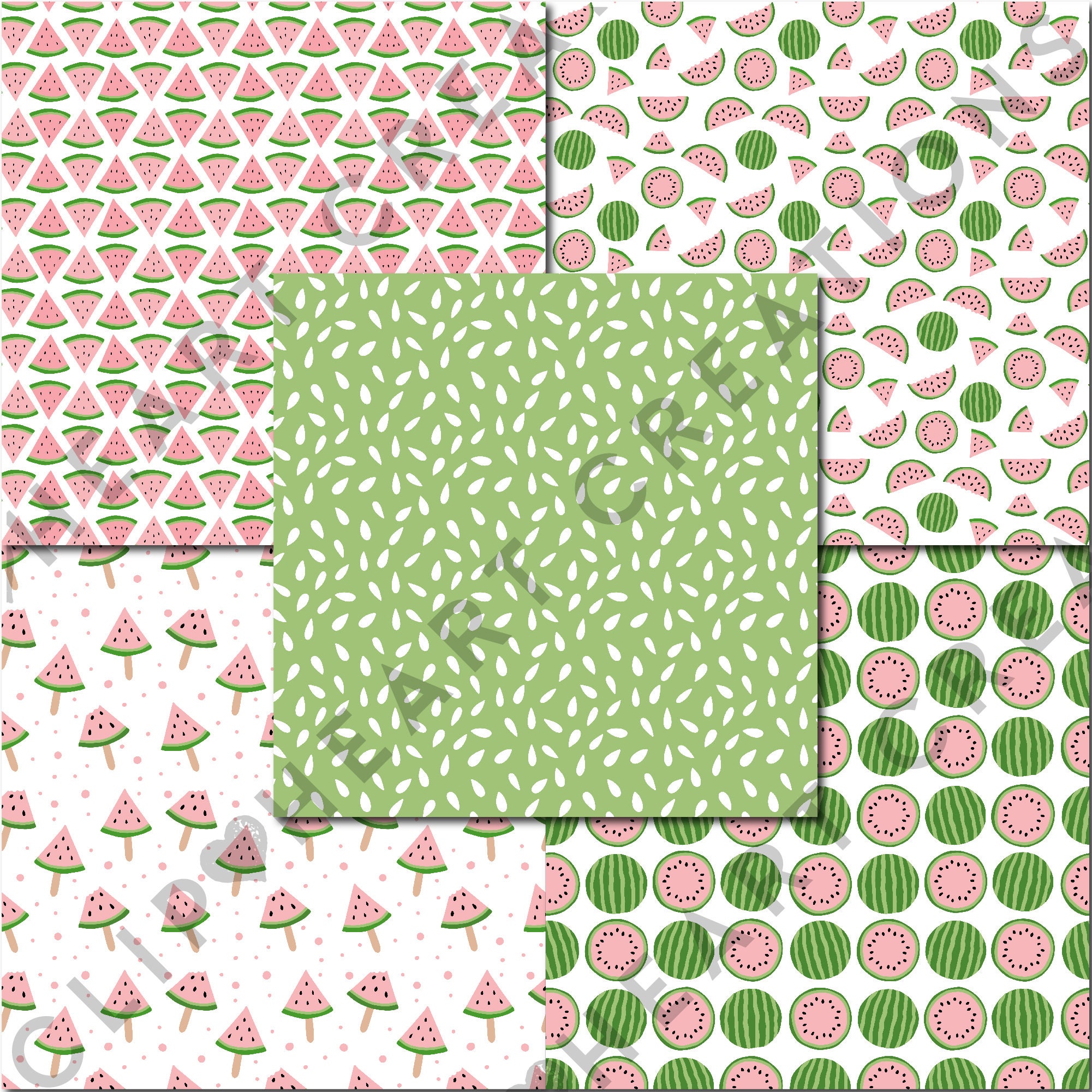 20 Pink Watermelon Themed Digital Papers Seamless Commercial - Etsy