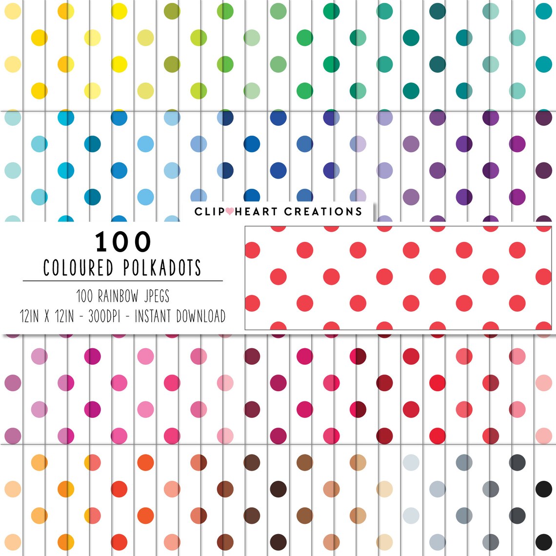 100 Polka Dot Digital Papers Commercial Use Instant Use Polka | Etsy