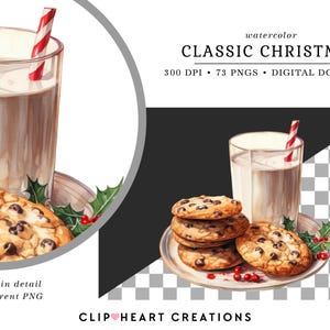 Watercolor Classic Christmas Clipart Set, Commercial Use Instant ...