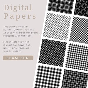 Black Buffalo Plaid Digital Paper Set, Seamless Lumberjack Plaid Papers ...