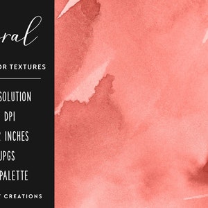 Coral Watercolor Digital Papers, Commercial Use Instant Download ...
