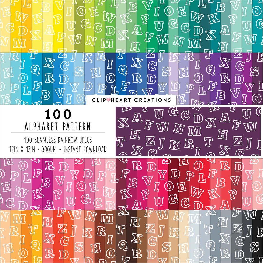 100 Alphabet Outline Pattern Digital Paper, Commercial Use Seamless ...