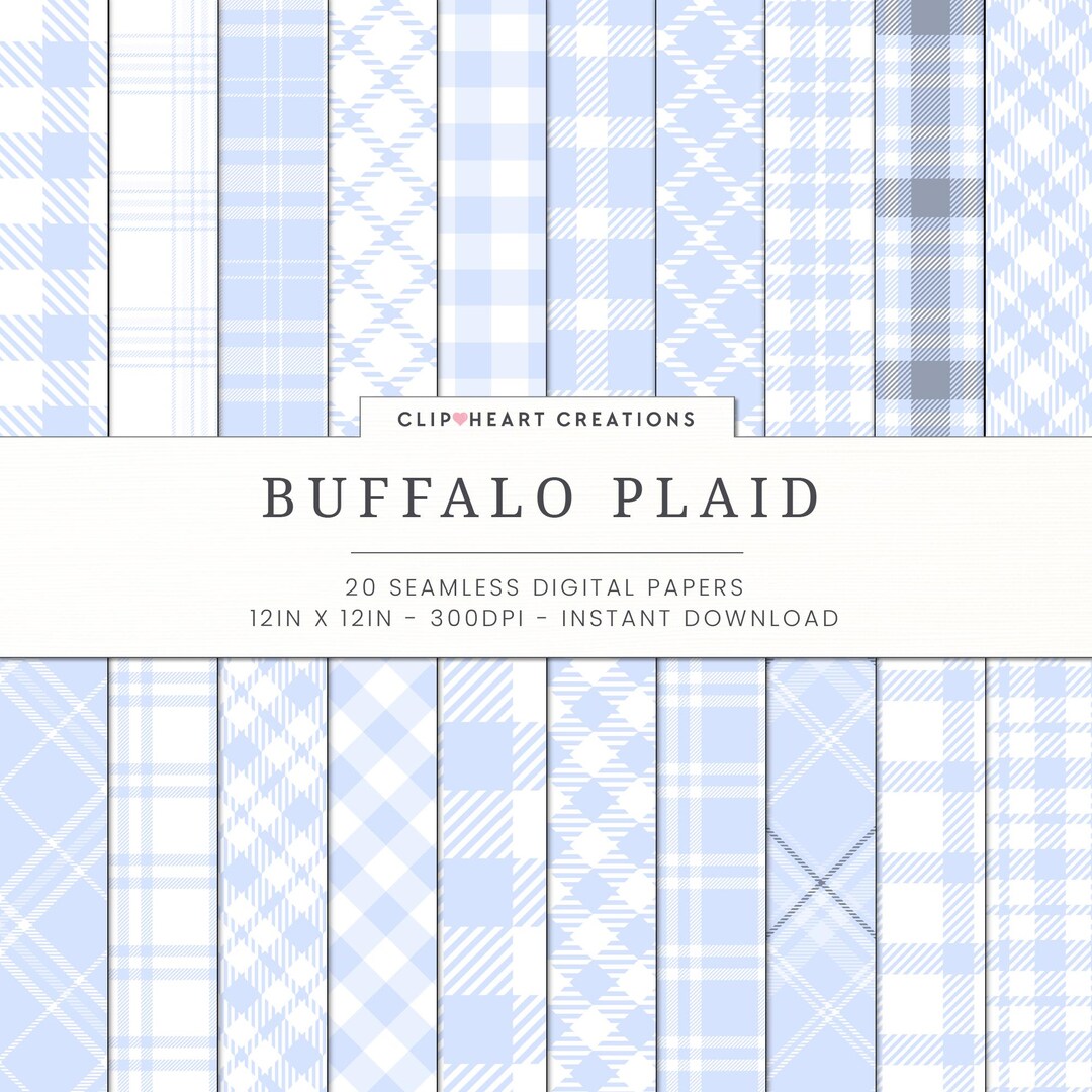 Blue Buffalo Plaid Digital Paper Set: Seamless Lumberjack Check ...