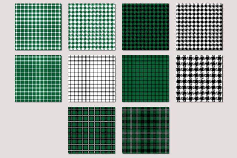 Green Buffalo Plaid Digital Paper Set, Seamless Lumberjack Plaid Papers ...