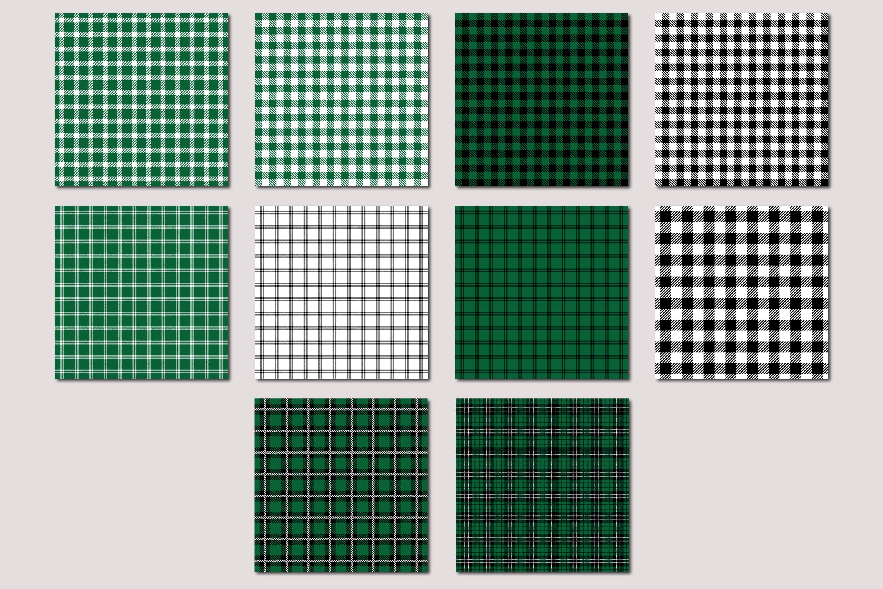 Green Buffalo Plaid Digital Paper Set, Seamless Lumberjack Plaid Papers ...