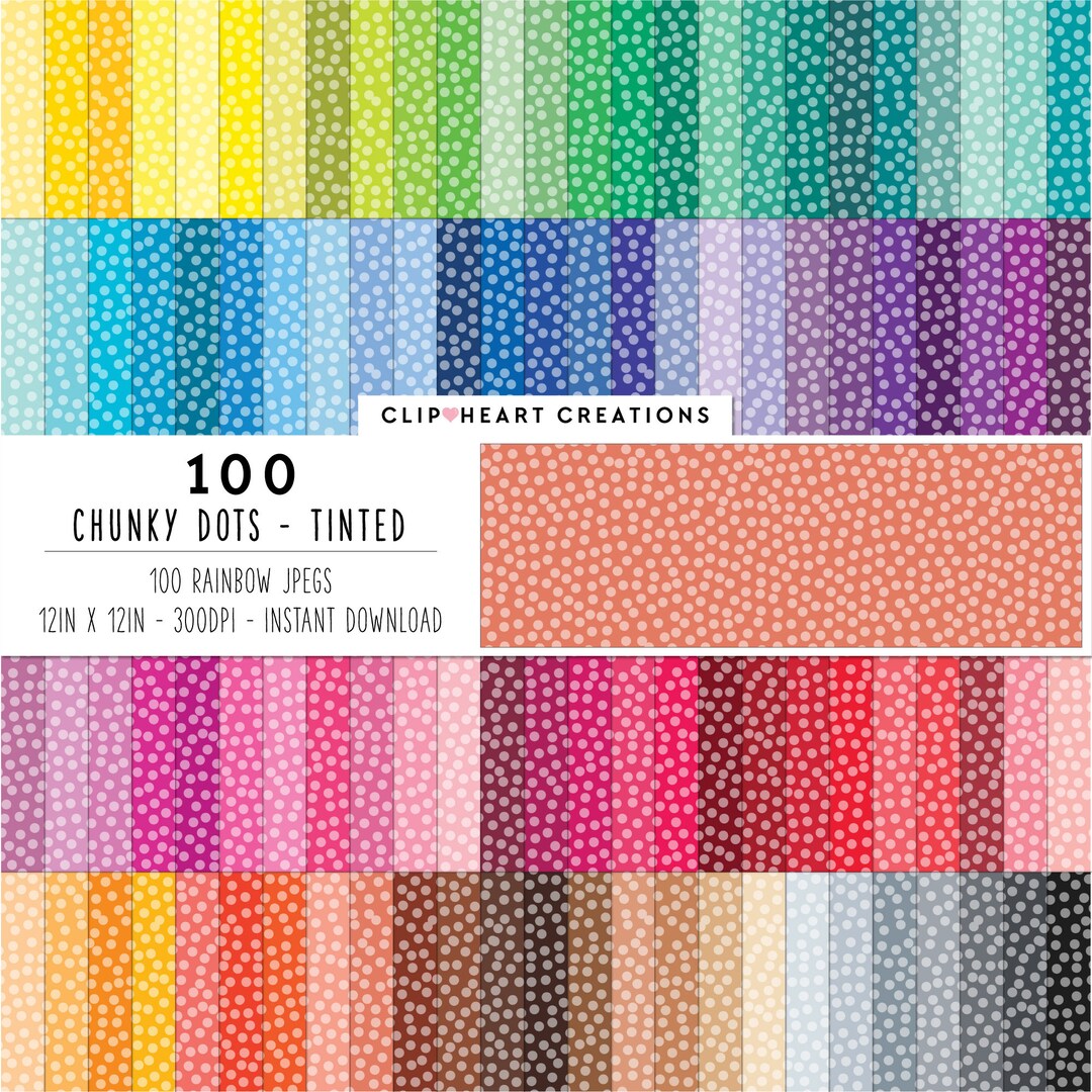 100 Chunky Dots Digital Papers, Commercial Use Seamless Tinted Spotted ...