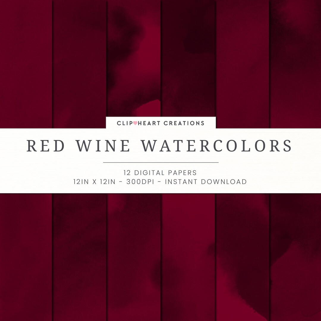 Red Watercolor Digital Papers, Commercial Use Instant Download ...