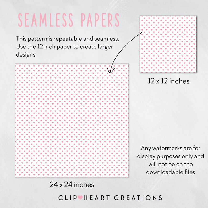 100 Hearts Digital Paper, Commercial Use Instant Download Seamless ...