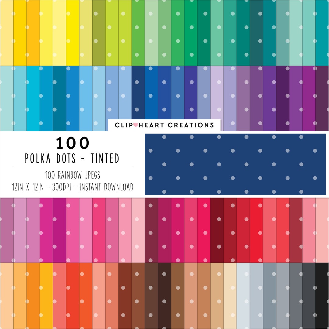 100 Polka Dot Digital Paper Pack, Commercial Use Instant Download ...