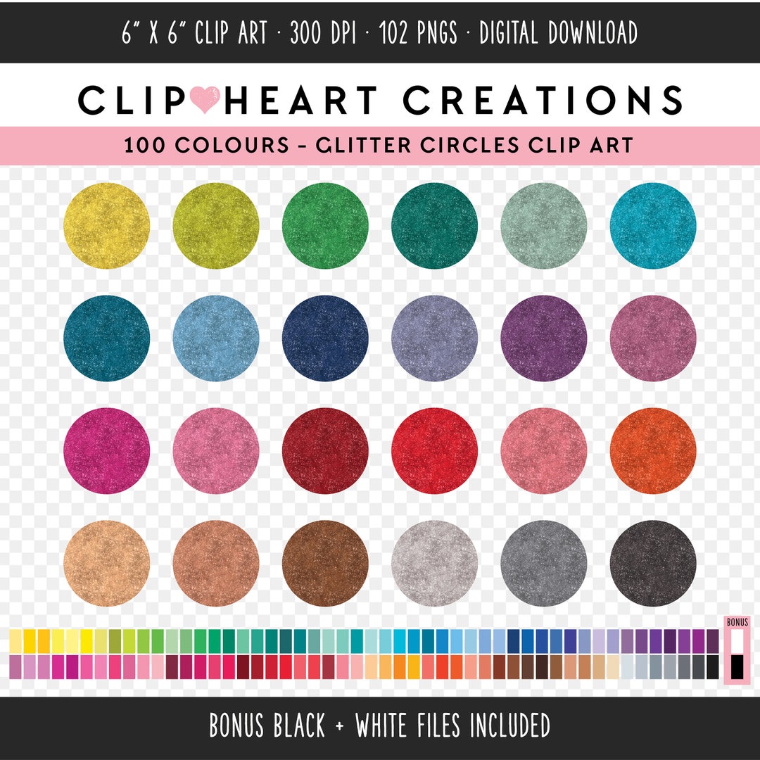 100 Glitter Circle Clip Art, Commercial Use Instant Download PNG ...