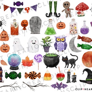 Halloween Watercolor Clip Art, Commercial Use Instant Download PNG ...