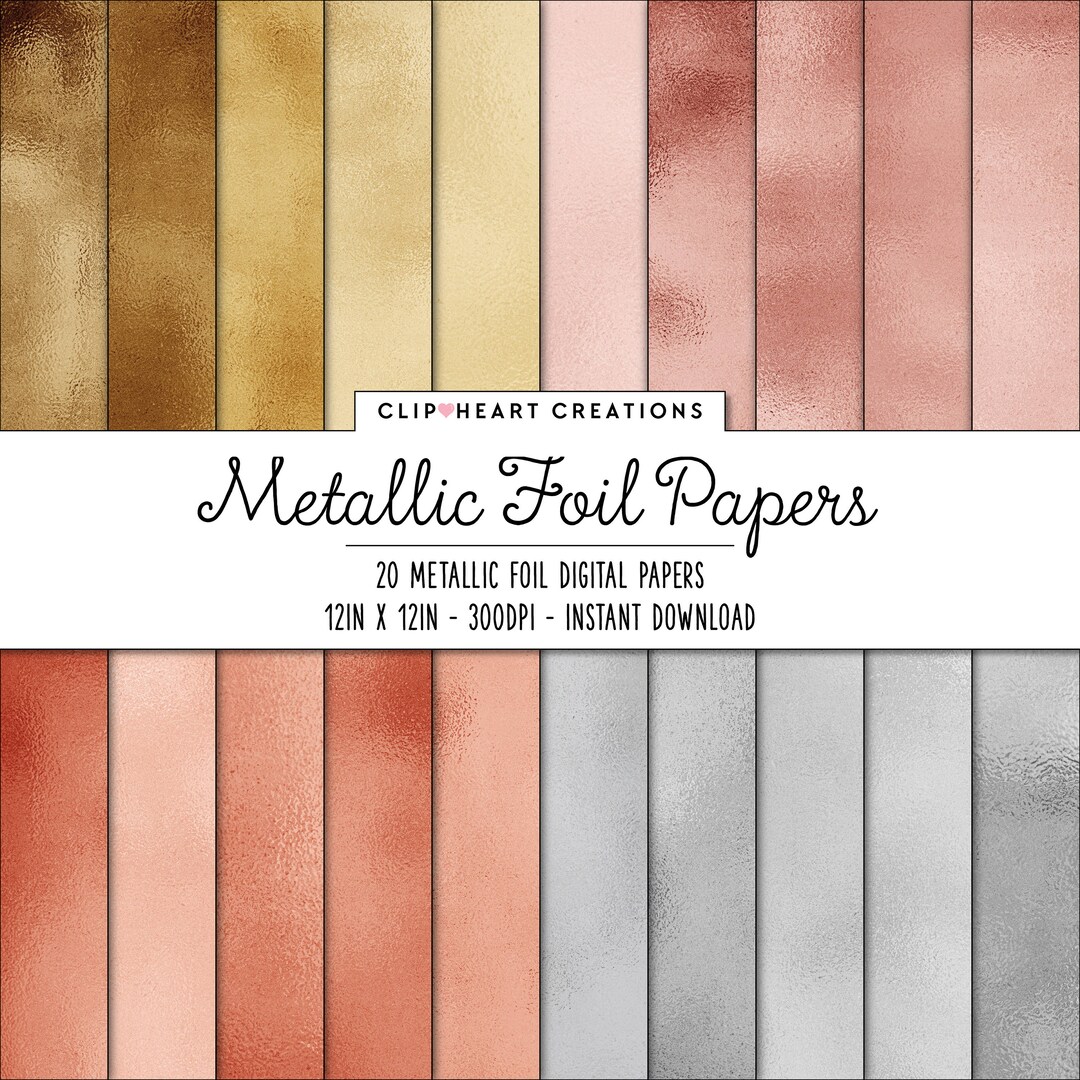 Metallic Foil Digital Papers, Commercial Use Instant Download Foil ...