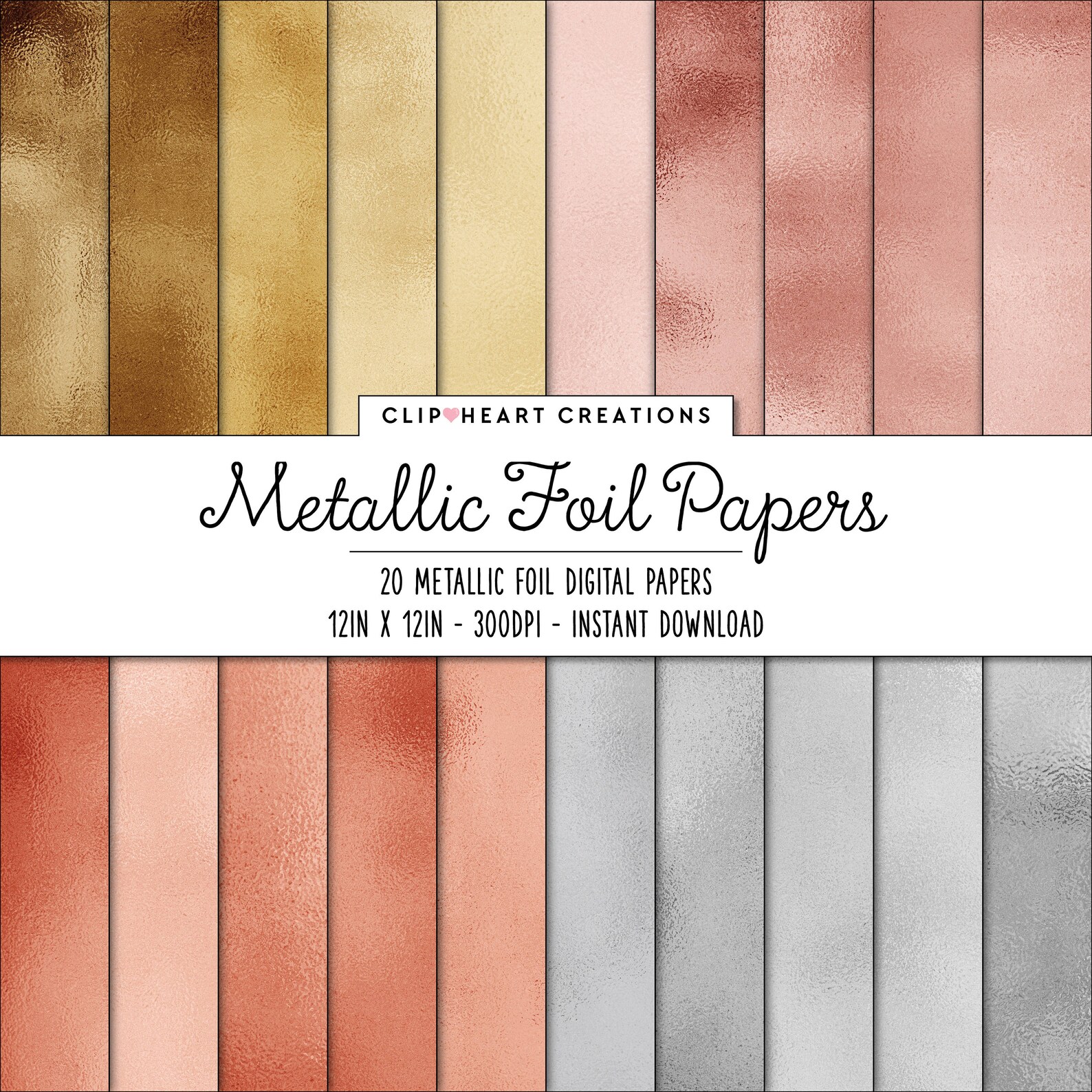 Metallic Foil Digital Papers Commercial Use Instant Download - Etsy UK