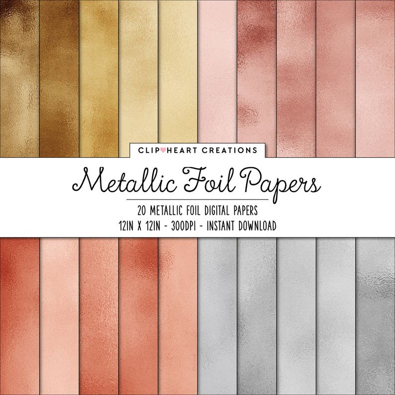 Metallic Foil Digital Papers Commercial Use Instant Download | Etsy
