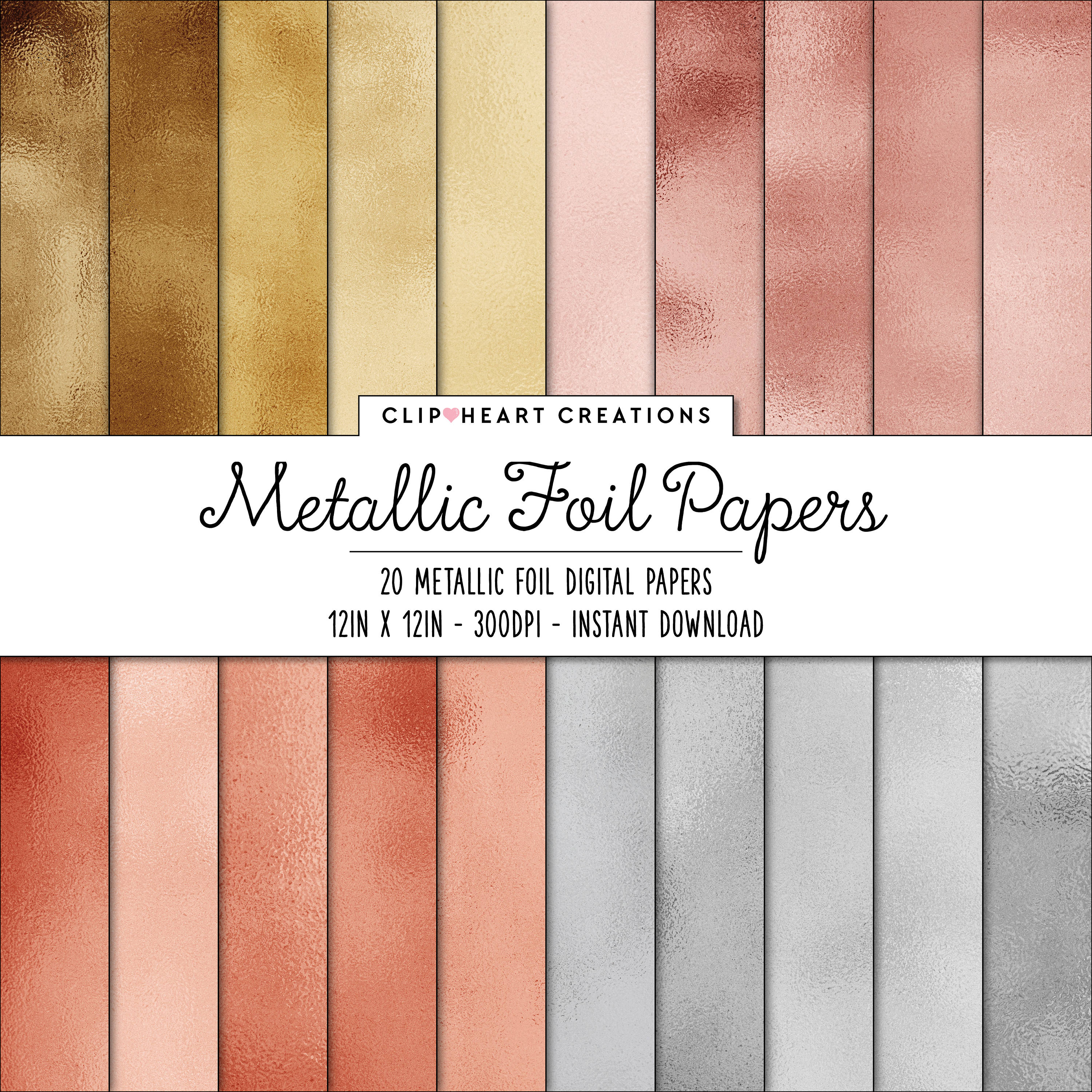 Metallic Foil Digital Papers Commercial Use Instant Download - Etsy UK