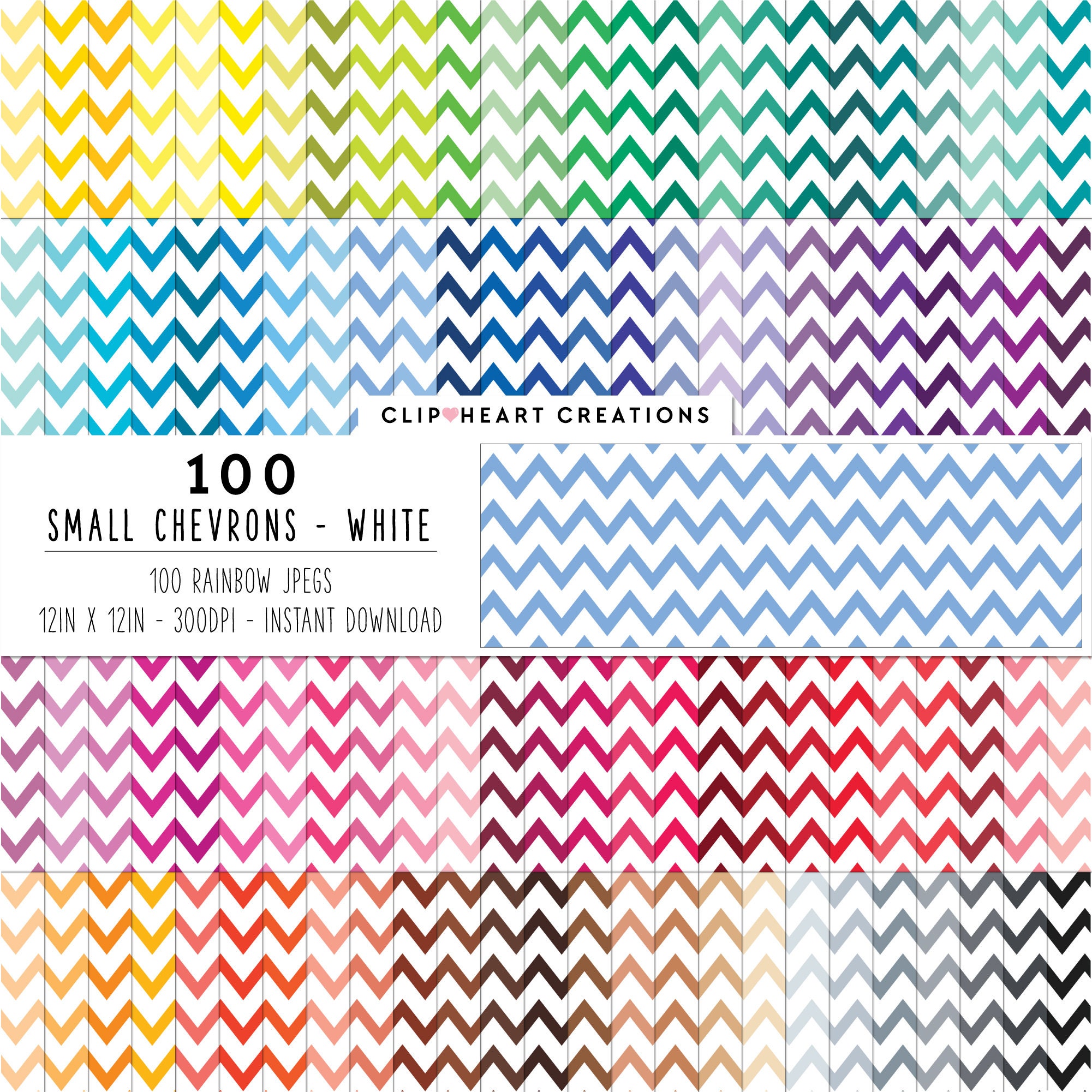 100 Chevron Digital Paper Pack, Commercial Use Seamless Thin White ...