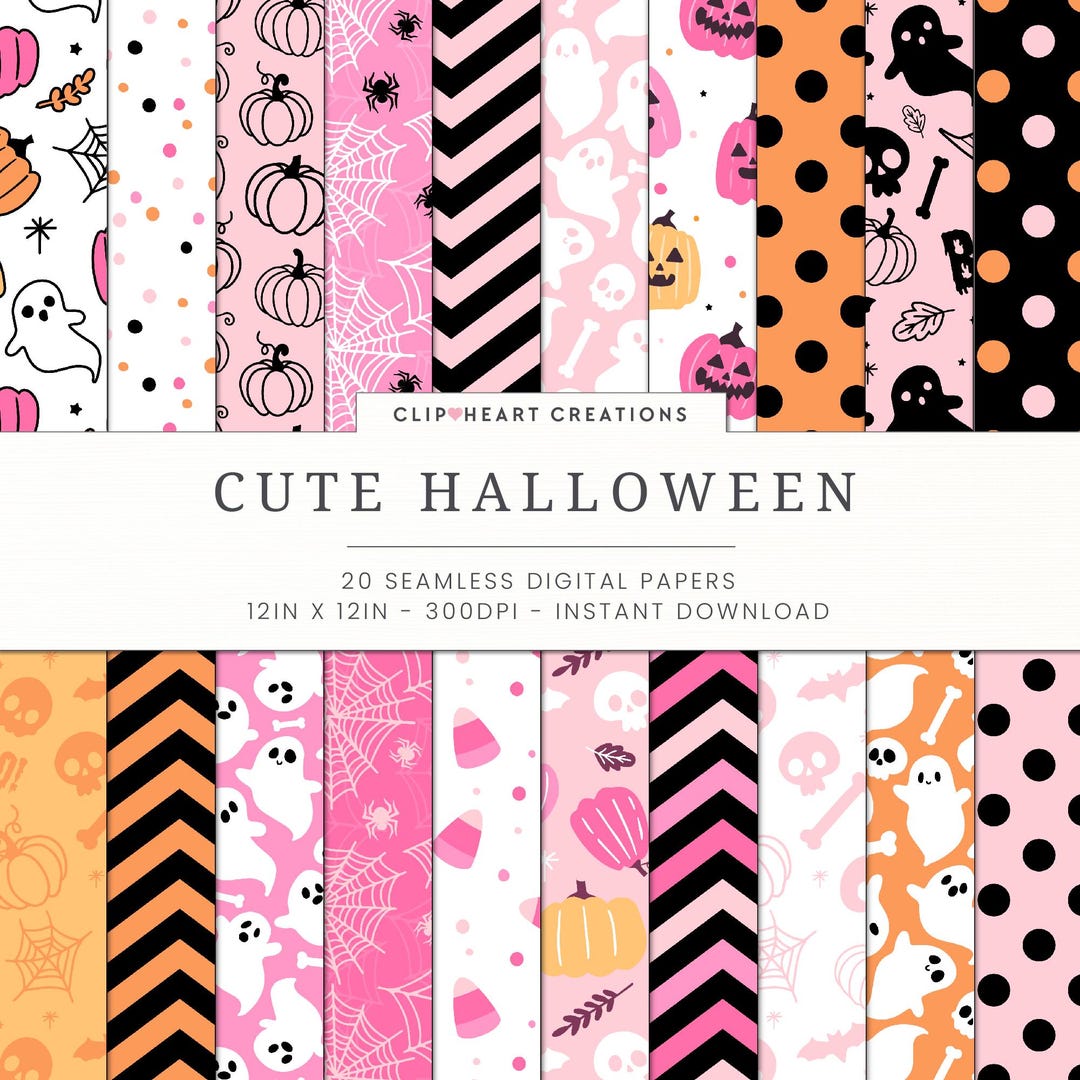 20 Cute Halloween Themed Digital Papers, Seamless Commercial Use ...