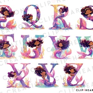 Mermaid Alphabet Clip Art, Commercial Use Instant Download Fantasy ...