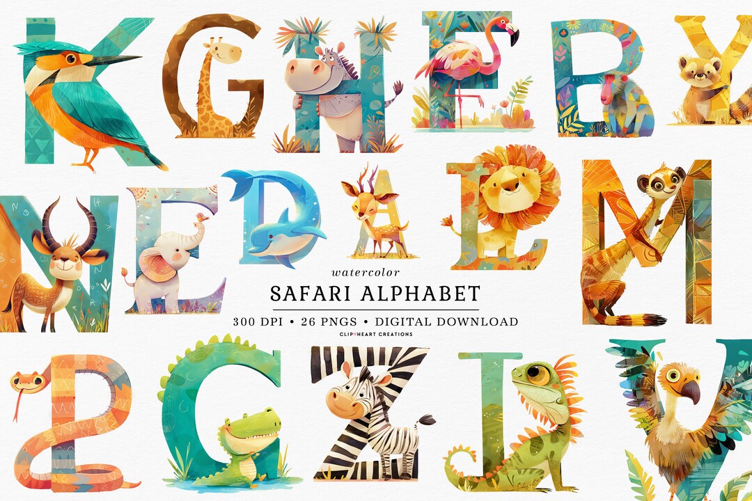 Safari Alphabet Alphabet Clip Art, Commercial Use Instant Download ...