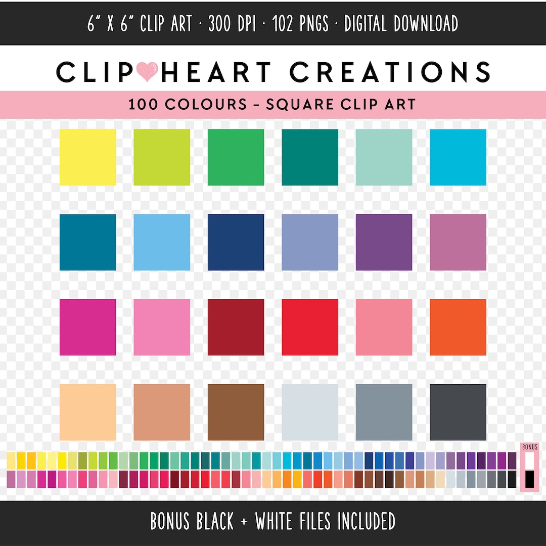 100 Square Clip Art, Commercial Use Instant Download PNG Digital Clip ...