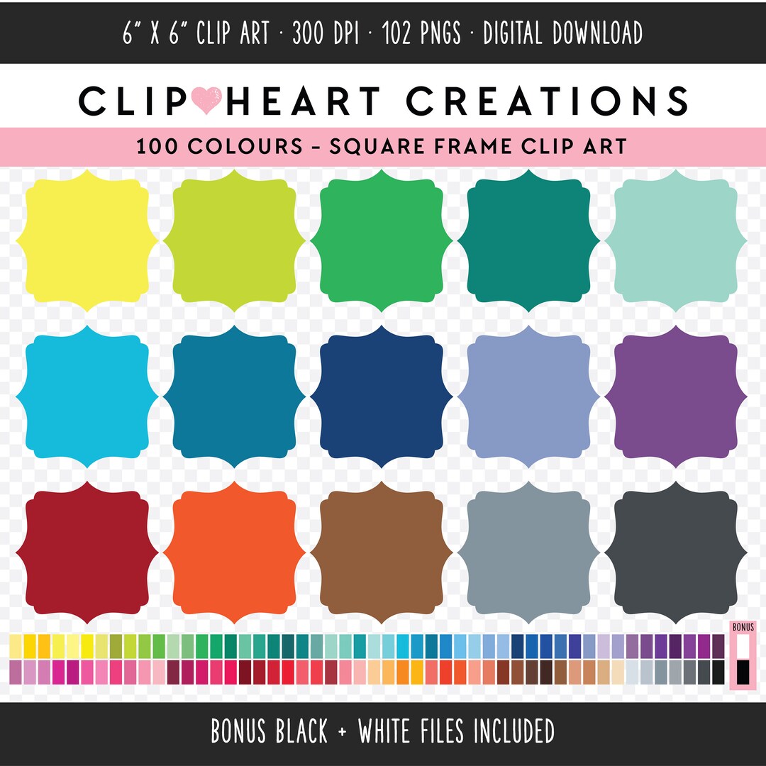 100 Square Bracket Frame Digital Clip Art, Commercial Use Instant ...