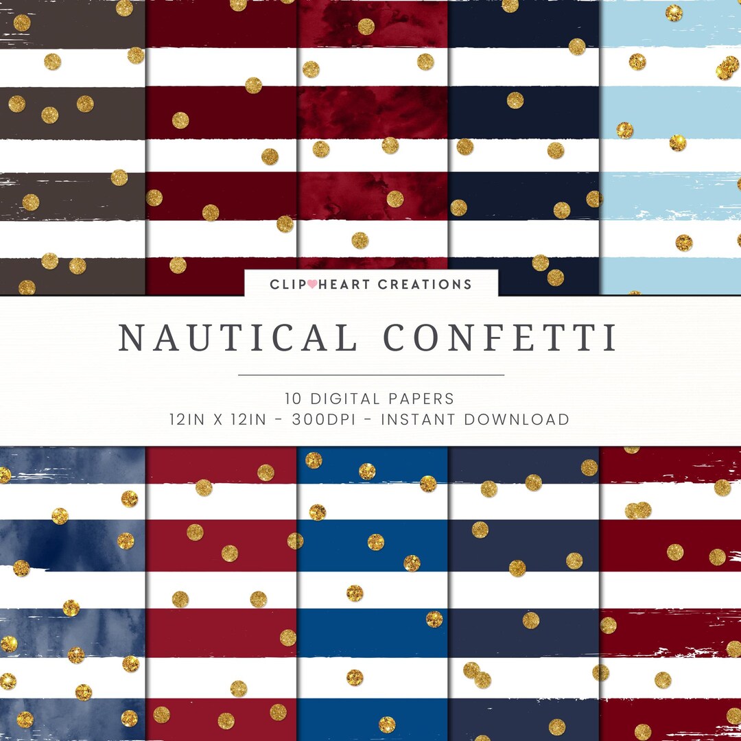 Nautical Confetti Sparkle Digital Papers, Commercial Use Instant ...