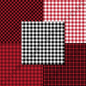 Red Buffalo Plaid Digital Paper Set, Seamless Lumberjack Plaid Papers ...