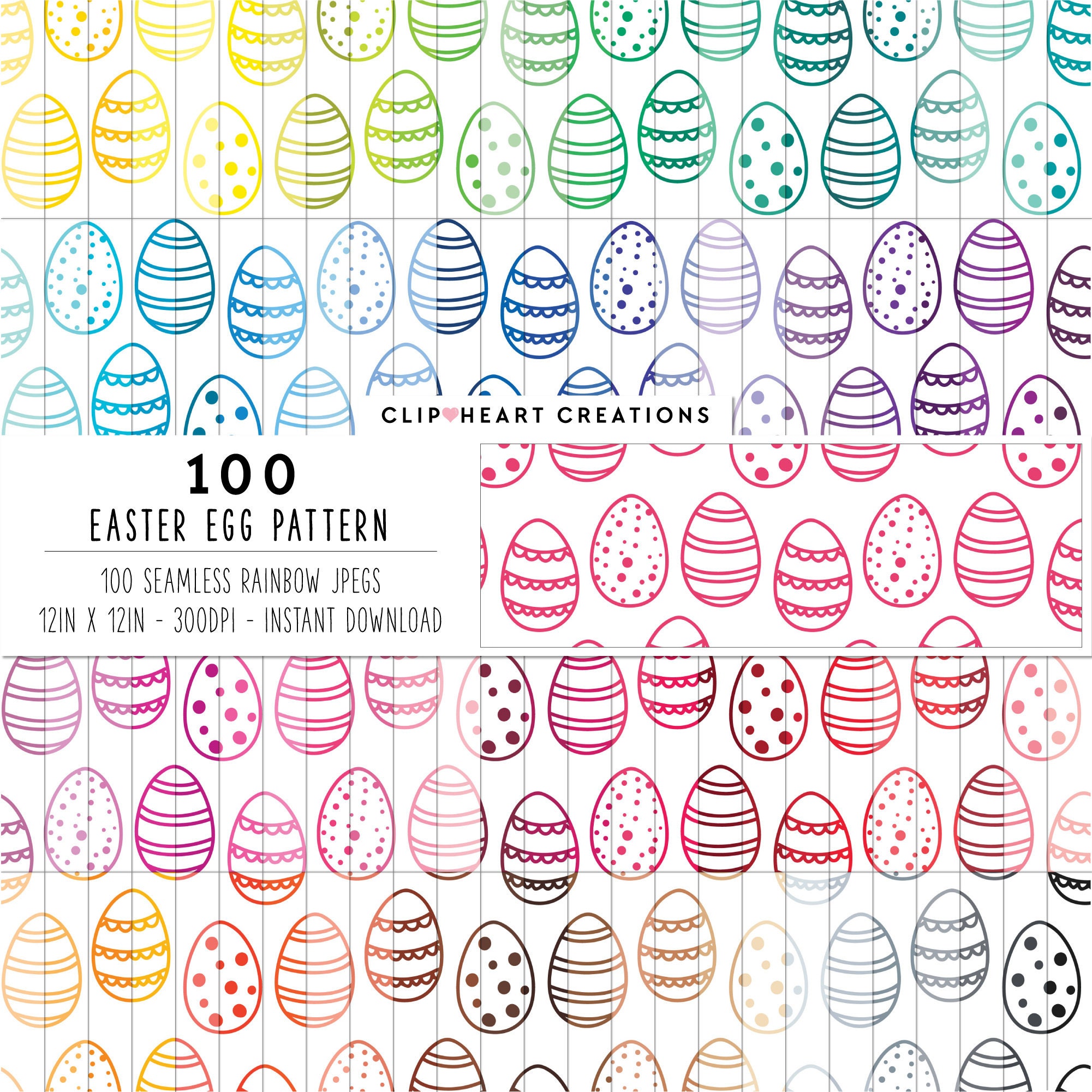 100 Easter Egg Pattern Digital Papers: Seamless Designs (digital ...