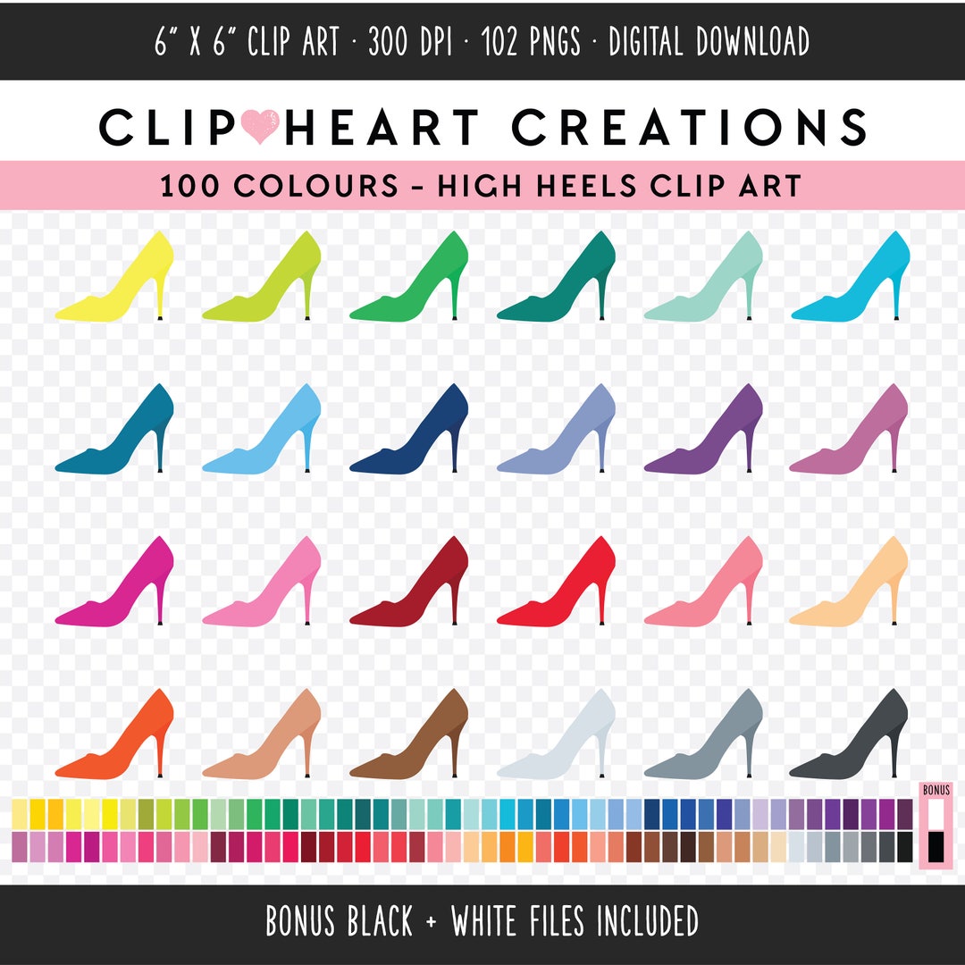 100 High Heel Clip Art, Commercial Use Instant Download PNG Shoes ...