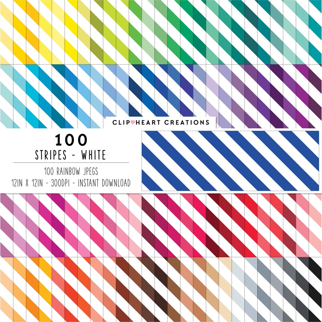 100 Diagonal Stripes Digital Paper, Commercial Use Instant Download ...