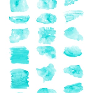 Aqua Watercolor Shapes Clip Art, Commercial Use Instant Download PNG ...