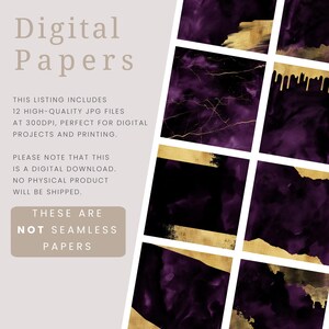 Purple & Gold Watercolor and Foil Digital Papers, Commercial Use ...
