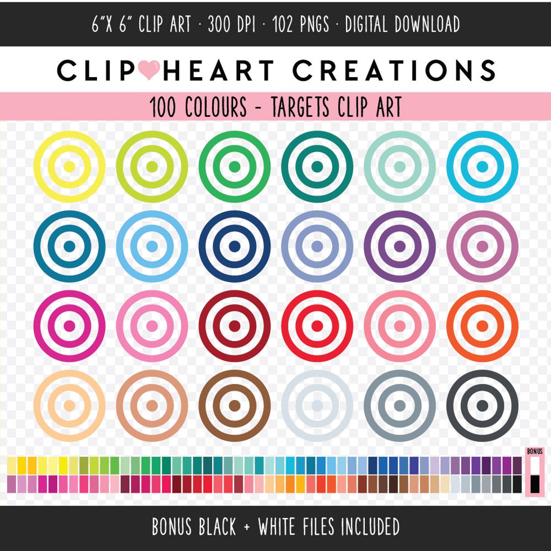 100 Targets Clip Art, Commercial Use Instant Download PNG Target ...