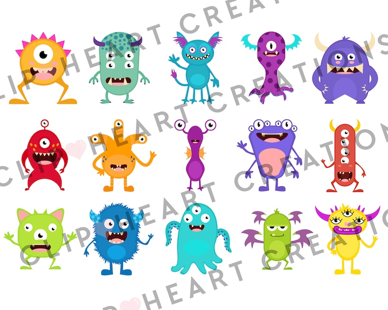 Monster Clip Art Commercial Use Instant Download PNG Little - Etsy