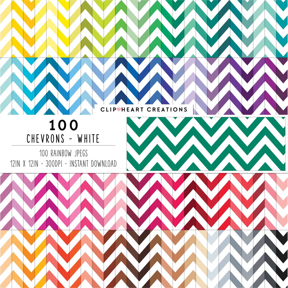 100 Chevron Digital Paper Pack Commercial Use Seamless White - Etsy