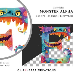 Monster Alphabet Clip Art, Commercial Use Instant Download Fantasy ...