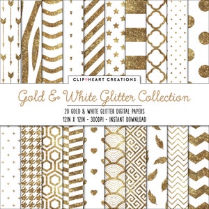 20 Gold Glitter Pattern Digital Papers, Commercial Use Instant Download ...
