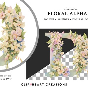 Spring Florals Alphabet Clip Art, Commercial Use Instant Download ...