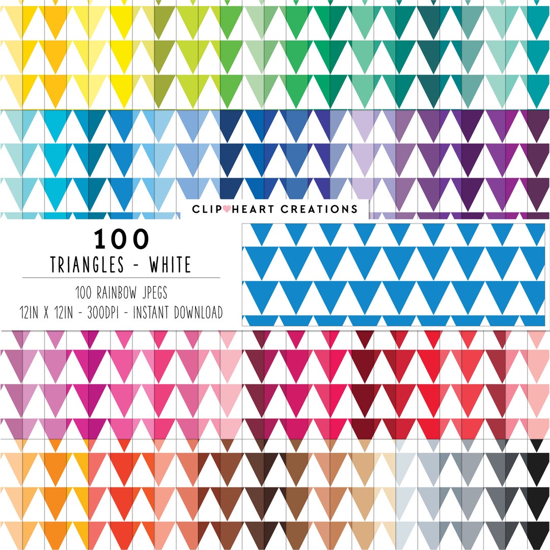 100 Triangle Pattern Digital Paper, Commercial Use Seamless Triangle ...