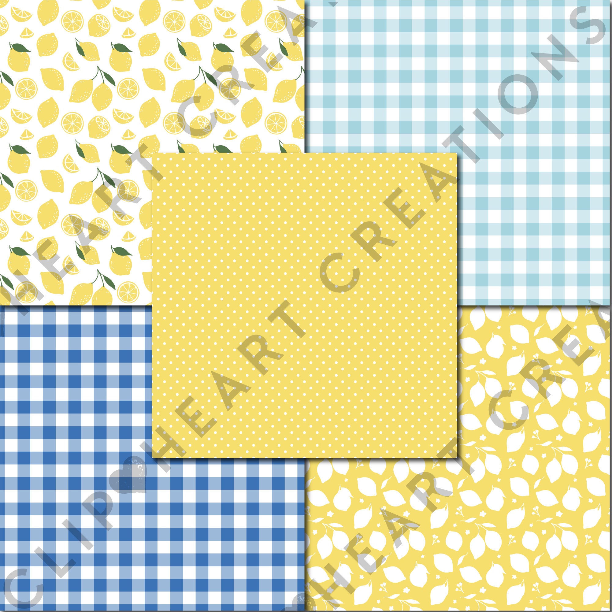 Lemon Digital Paper Patterns 20 Seamless Commercial Use - Etsy