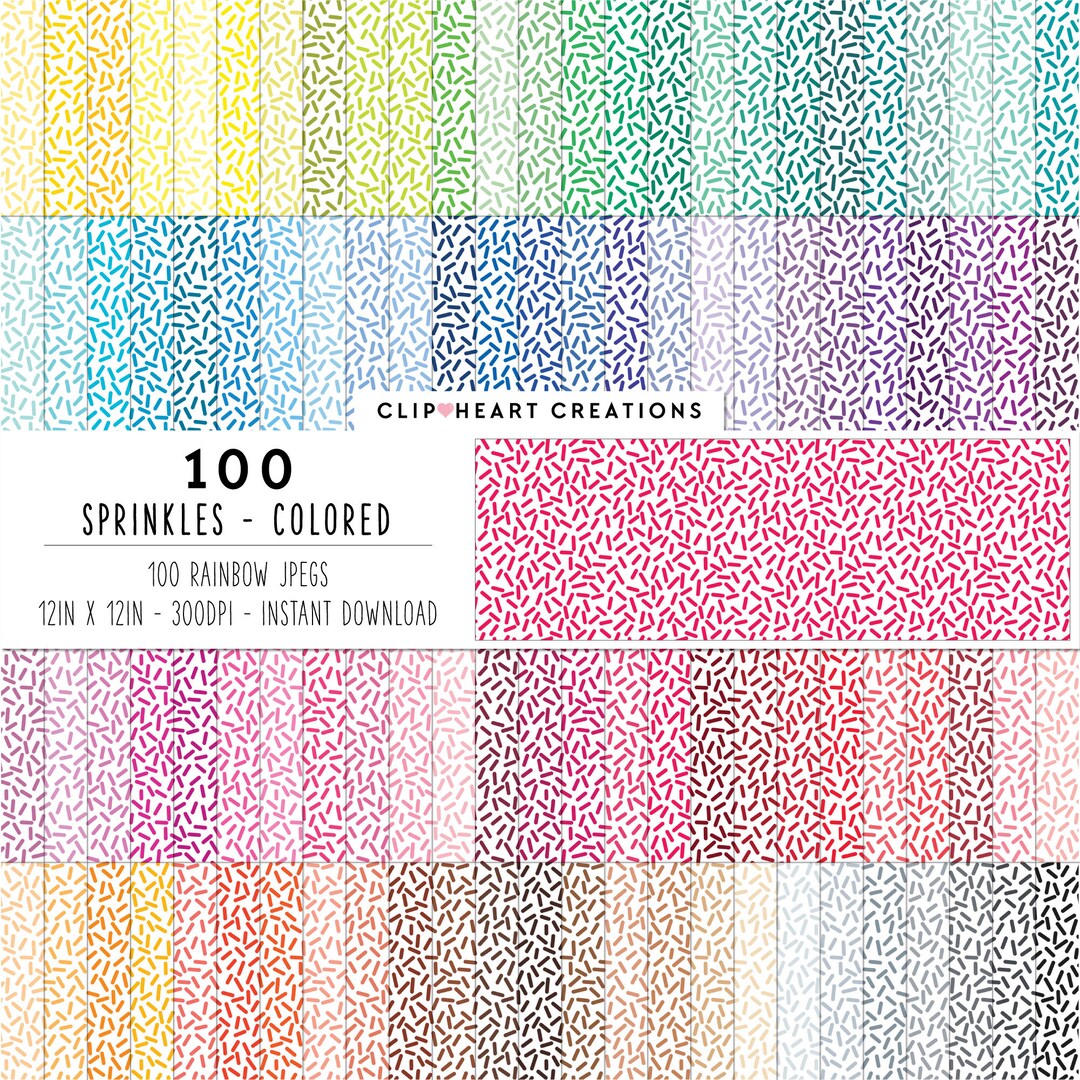 100 Sprinkles Pattern Digital Paper, Commercial Use Seamless Confetti ...